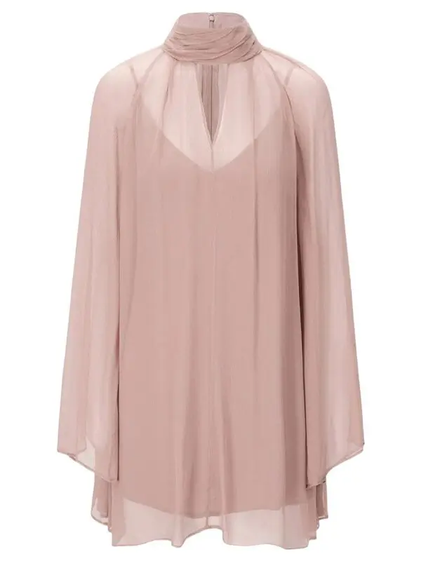 Staud Esther Mini Dress With Keyhole Cutout And Scarf Tie - Taupe