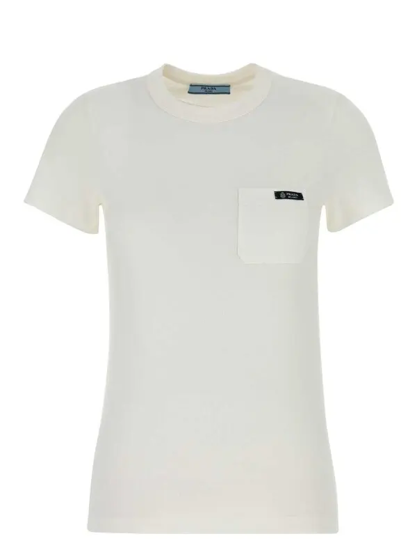 Prada Logo-patch Crewneck T-shirt - White