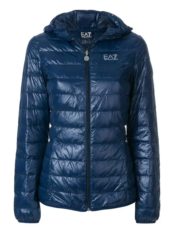 EA7 Quilted Hooded Puffer Jacket - Blue