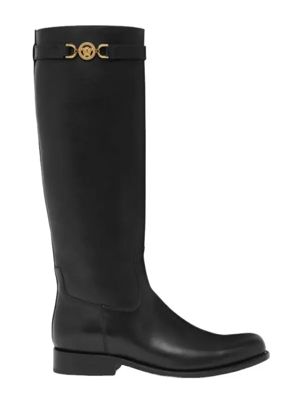 Versace Medusa '95 Round Toe Knee-high Boots - Black