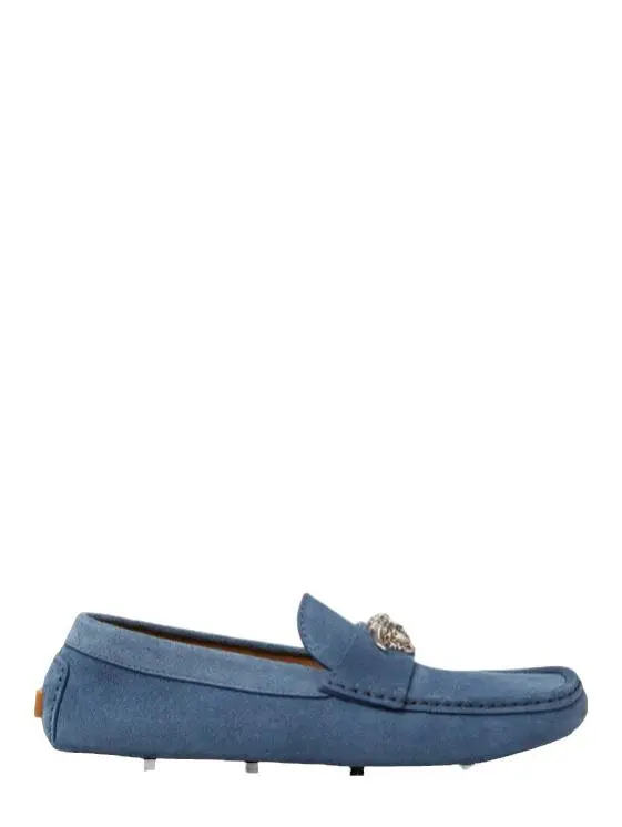 Versace Medusa-motif Quilted Loafers - Blue  Silver