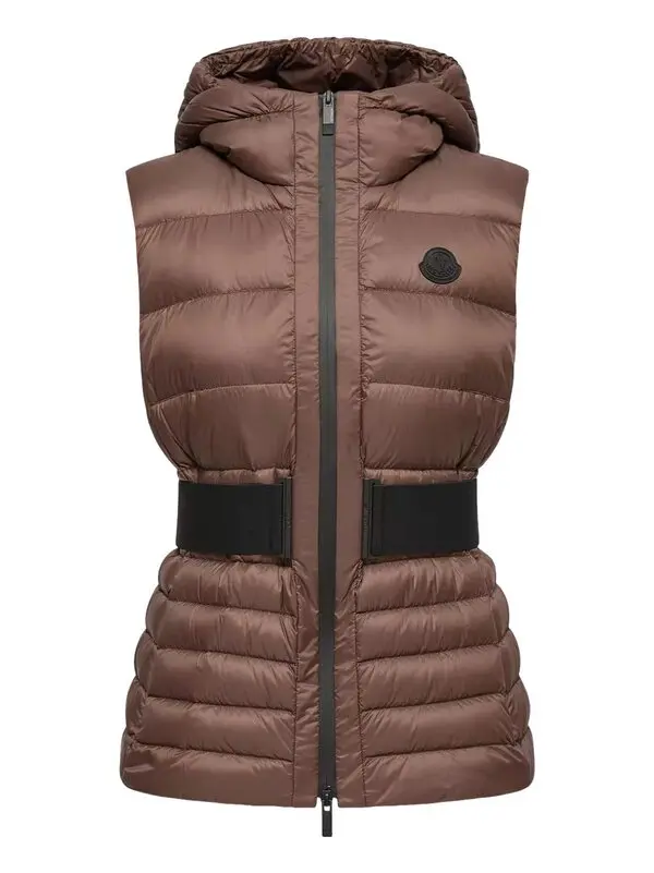 Moncler Melia Belted Down Vest - Brown