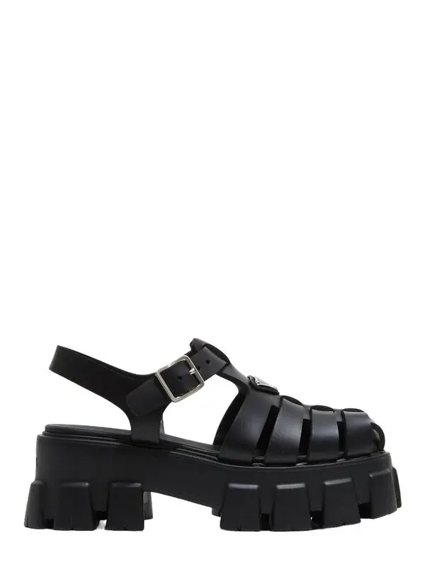 Prada Monolith Foam Rubber Platform Sandals - Black