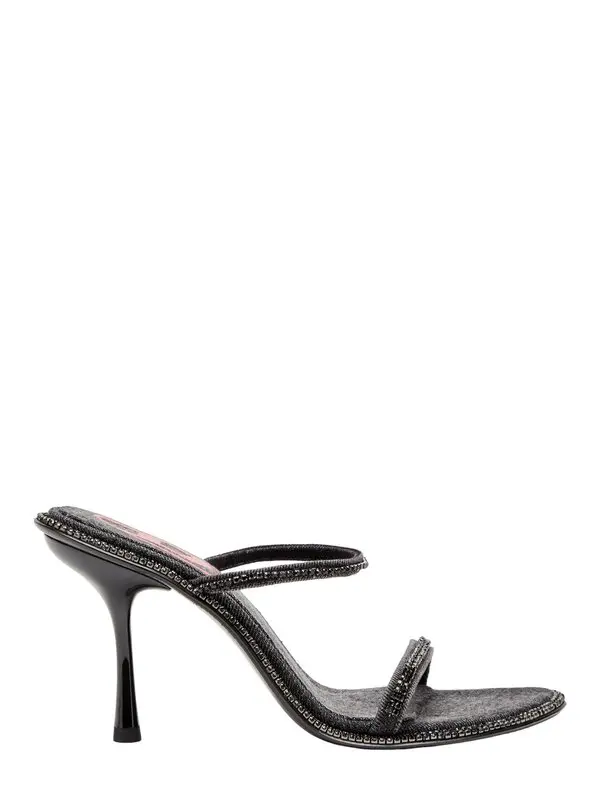DIESEL® D-havanna Embellished Denim Mules - Black