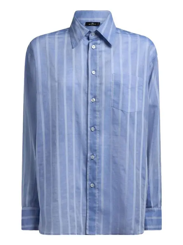 Etro Graphic Printed Striped Shirt - Blue