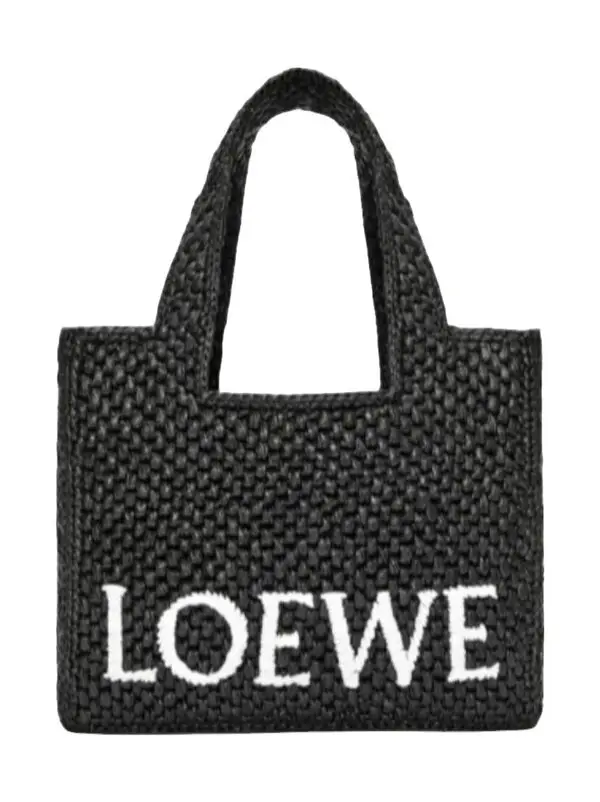 Loewe Small Raffia Font Tote - Black