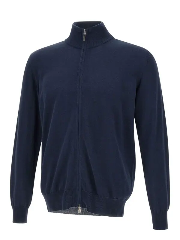 KANGRA High Collar Zip Knitwear - Black