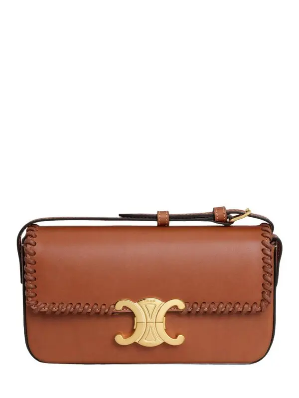 Celine Claude Braided Natural Calfskin Shoulder Bag - Tan