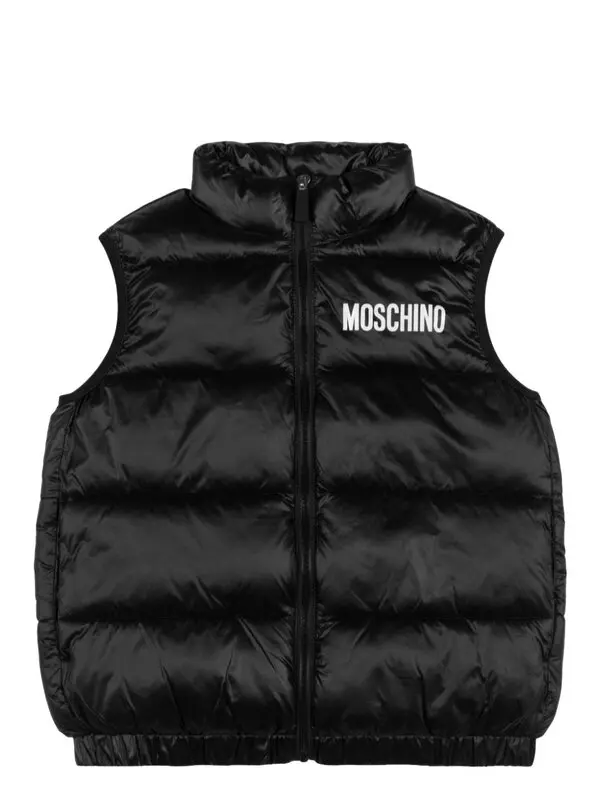 Moschino Puffer Vest With Teddy Bear Motif - Black