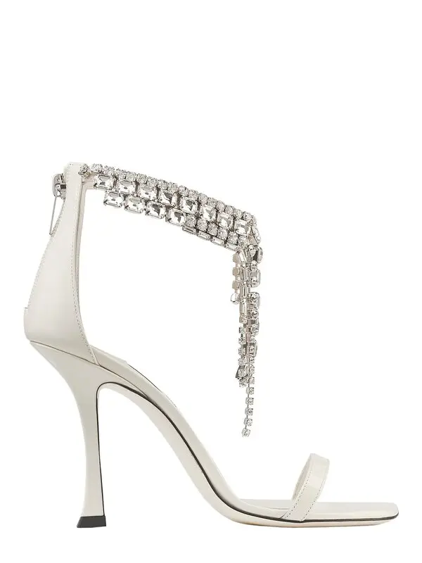 JIMMY CHOO Verity Embellished Strap Heeled Sandals - Latte