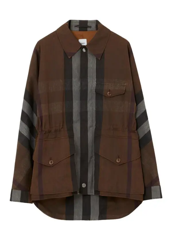 Burberry Check Drawstring Waist Field Jacket - Black