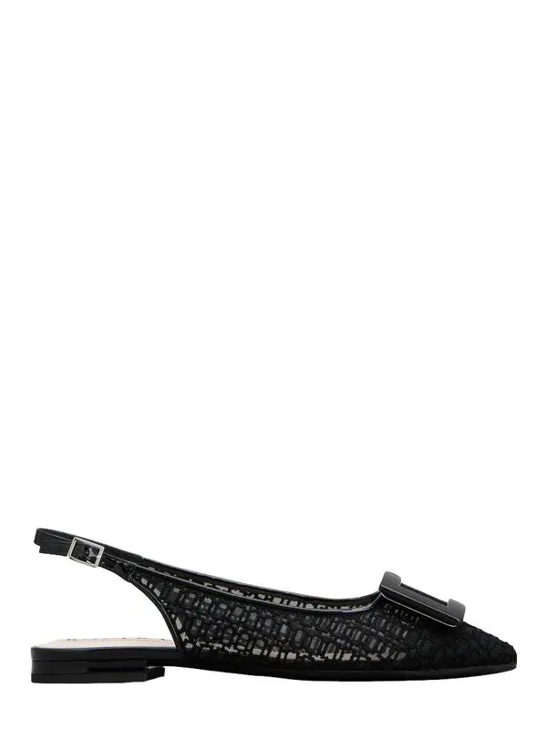 ROGER VIVIER Gommettine Ballet Flats With Buckle Detail - Black