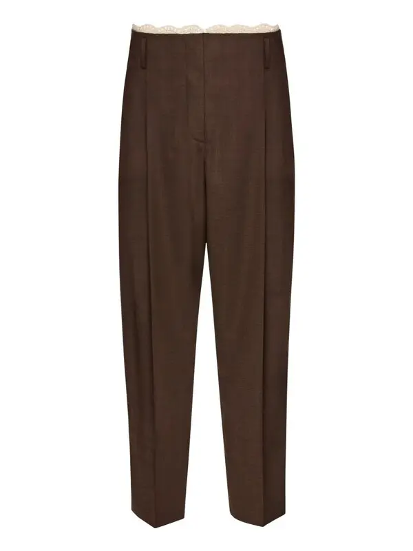 Magda Butrym Lace-trimmed Wide-leg Pants - Brown