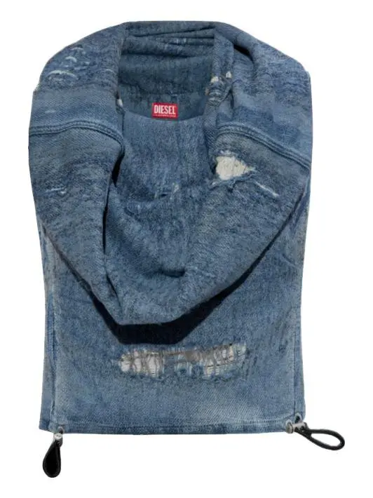 DIESEL® De-vania Fsg Top With Distressed Denim And Drawstring Hem - Blue