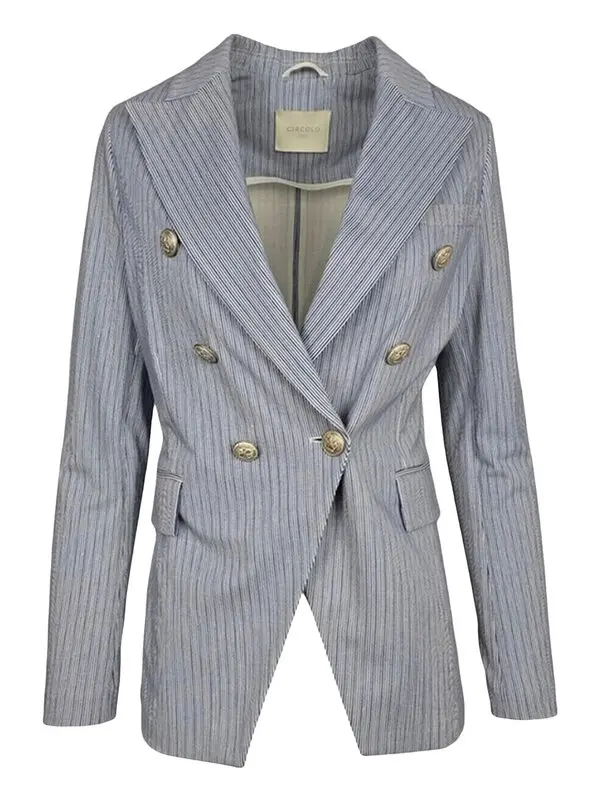 CIRCOLO 1901 Double-breasted Striped Blazer - Gray