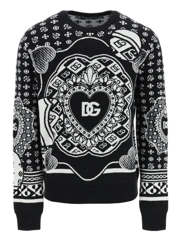 Dolce & Gabbana Logo Intarsia Knit Jumper - Black