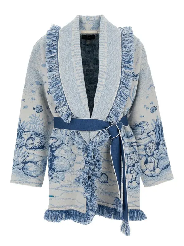 Alanui Deep In The Ocean Belted Cardigan - Gray