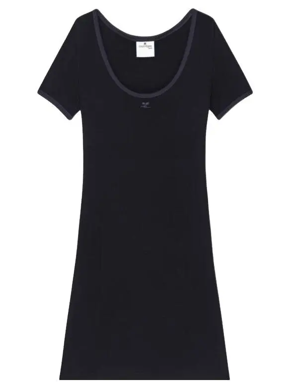 COURREGES Holistic Contrast" A-line Mini Dress - Black/navy Blue