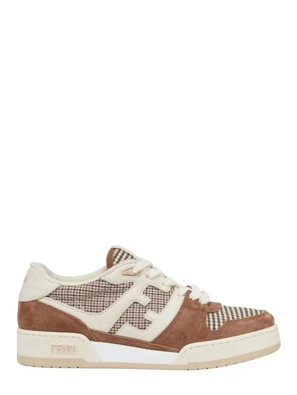 Fendi Suede And Houndstooth Low-top Sneakers - White