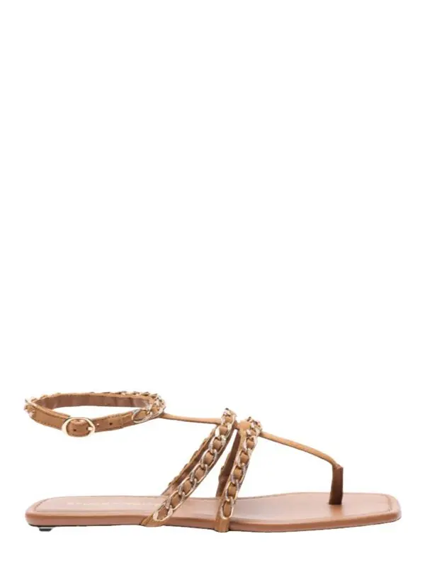 STUART WEITZMAN Soluxe Crystal Embellished Chain Sandals - Brown