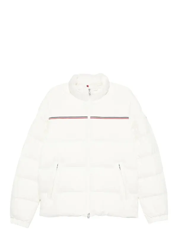 Moncler Quilted Jacket With Stripe Detail - White