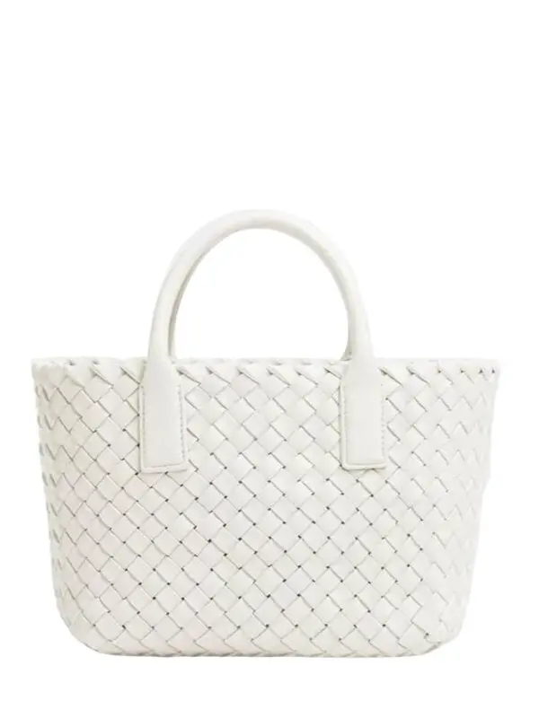 Bottega Veneta Mini Cabat Woven Tote - White