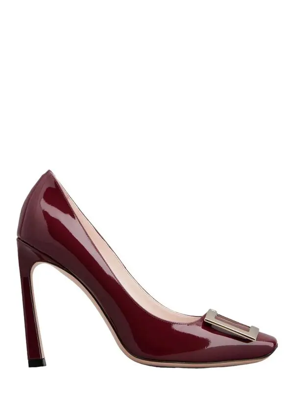 ROGER VIVIER Belle Vivier Trompette Pumps In Patent Leather With Metal Buckle Detail - Wine Red