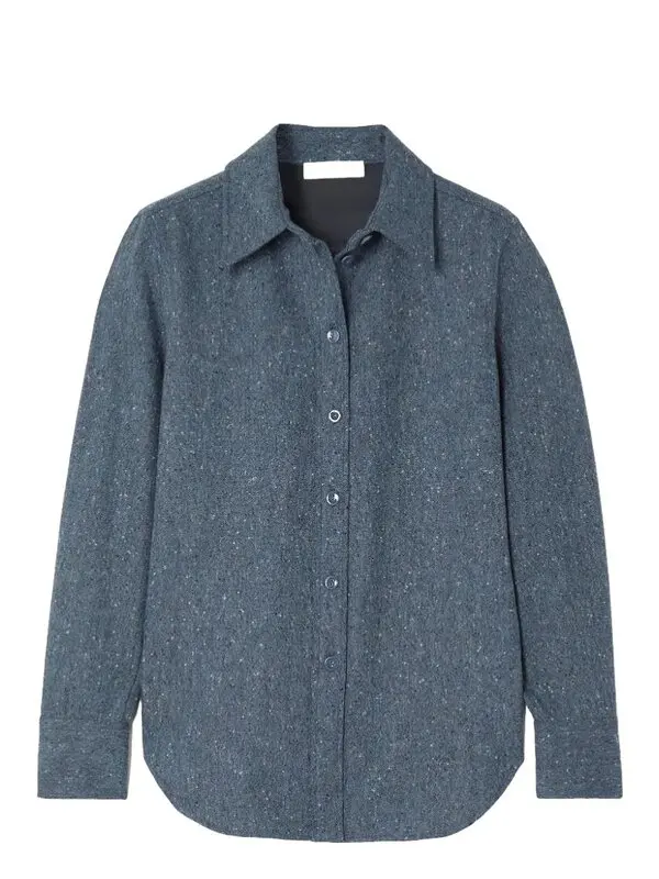 Chloé Long-sleeved Wool Tweed Shirt - Blue