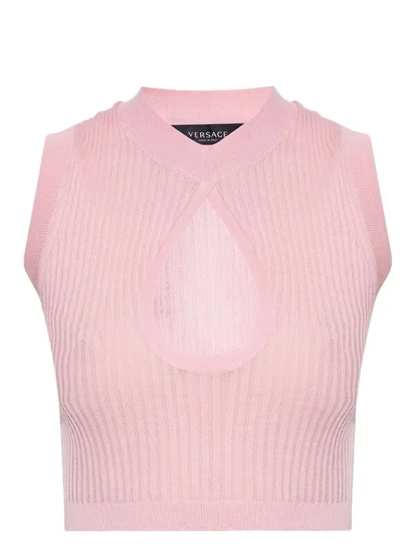 Versace Cut-out Ribbed Crop Top - Pink