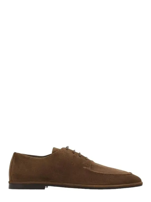 FERRAGAMO Suede Derby Shoes - Cement Color