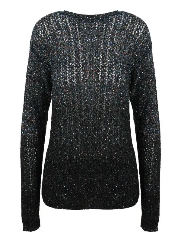 MAISON MARGIELA Battered Sequin Knitted Top - Black