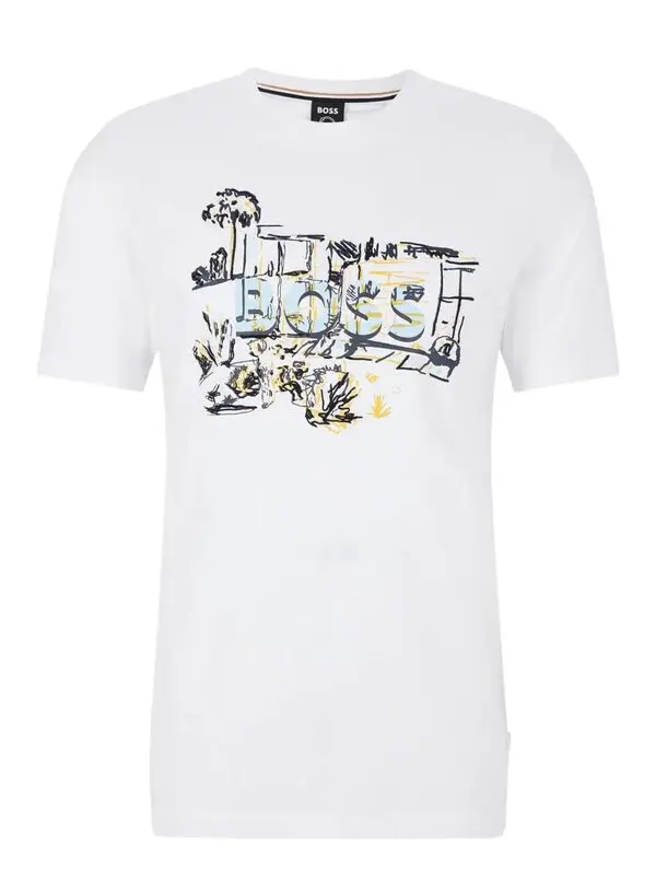 Hugo Boss Illustration-style Logo-print T-shirt - Multicolor