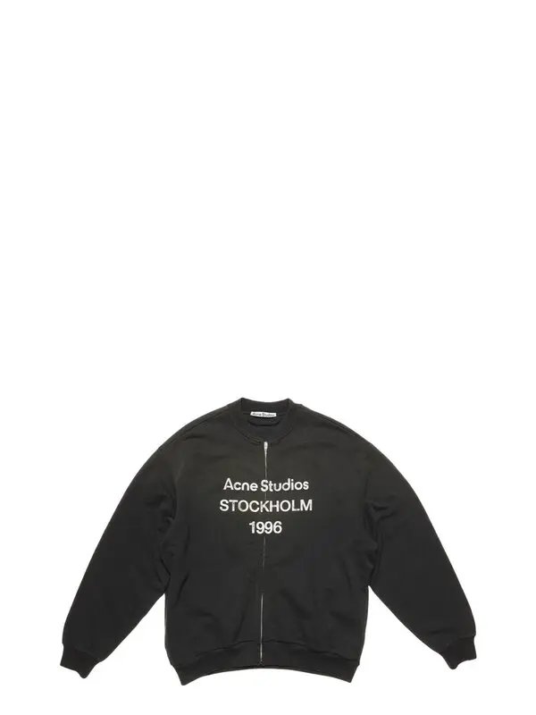 Acne Studios Logo Printed Zip-up Sweatshirt - Black