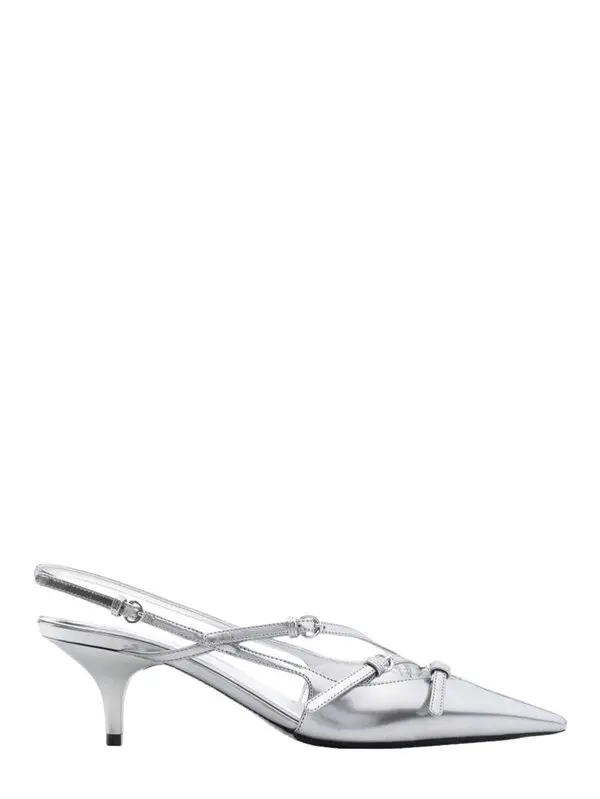 Miu Miu Leather Buckle Pumps - Silver