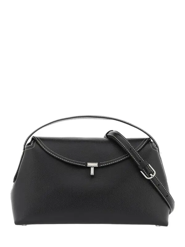 TOTEME Foldover Top Tote Bag With Logo Plaque - Black