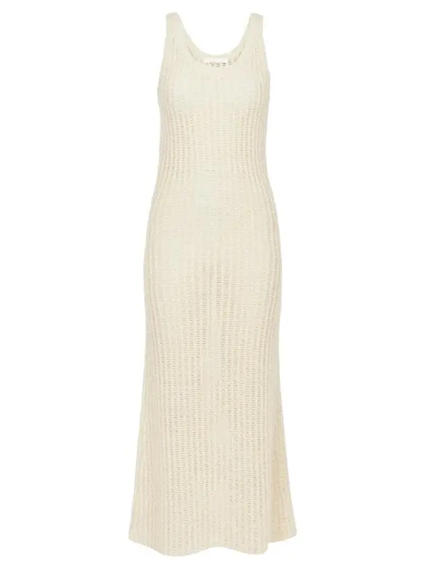 Chloé Sleeveless Maxi Dress In Wool, Cashmere, And Silk Knit - Nude
