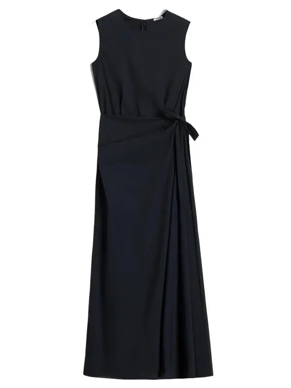 Aspesi Sleeveless Side Tie Midi Dress - Black