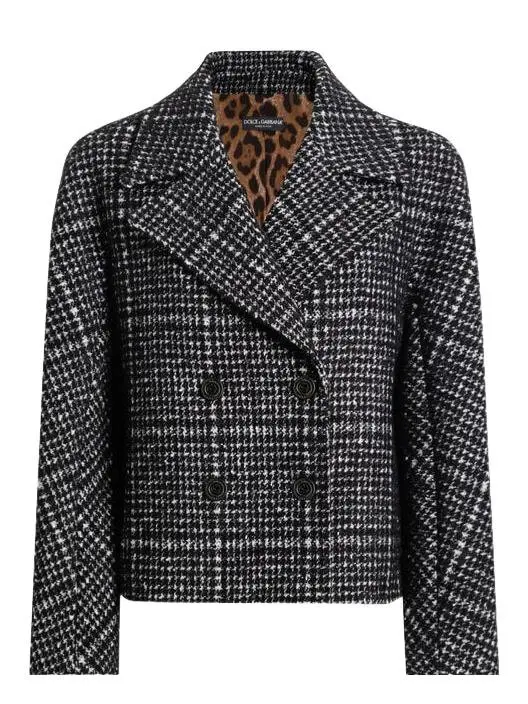 Dolce & Gabbana Houndstooth Double-breasted Blazer - Black