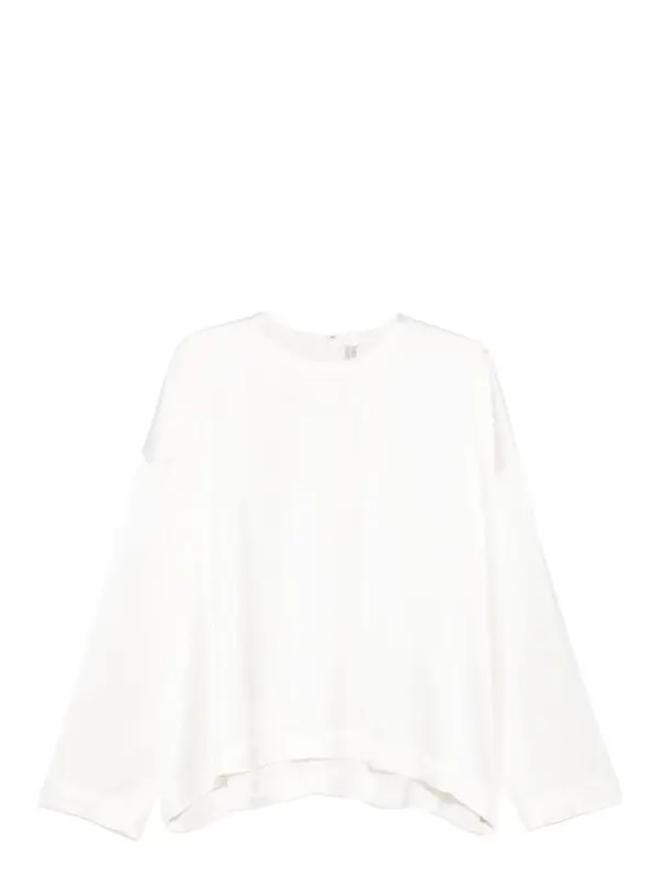 TOTEME Round Neck Long Sleeve Blouse - White