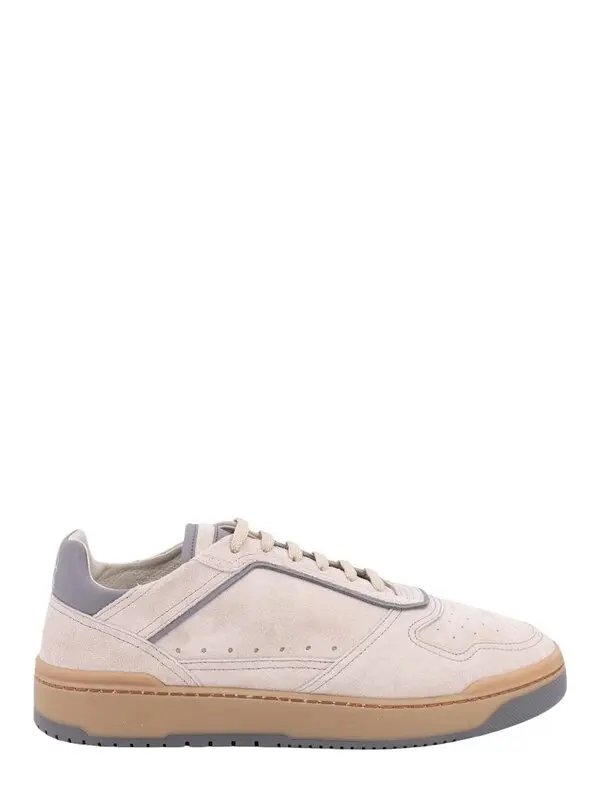 Brunello Cucinelli Logo-patch Suede Lace-up Sneakers - Pink