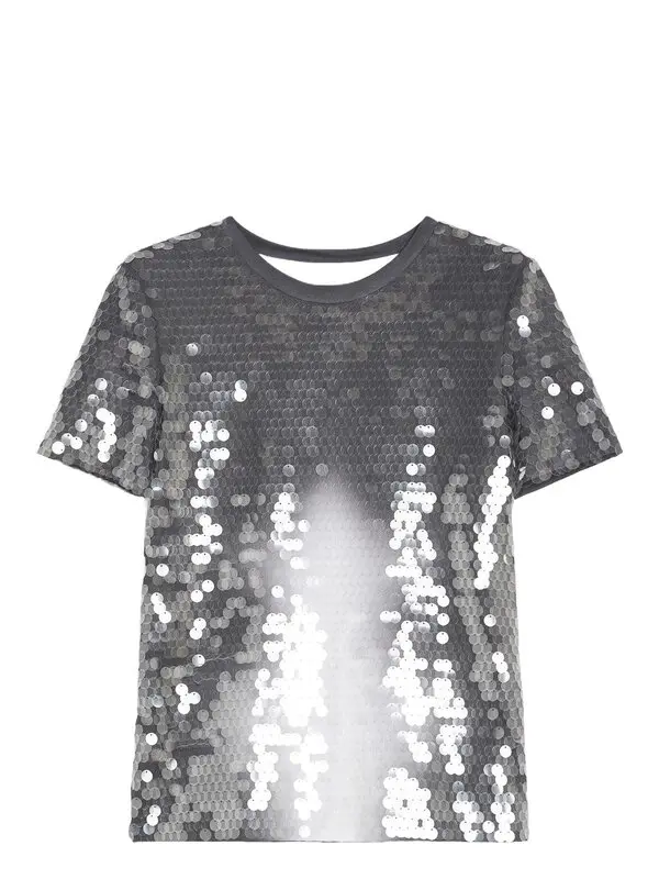 Sportmax All Over Sequin Embellished T-shirt - Gray