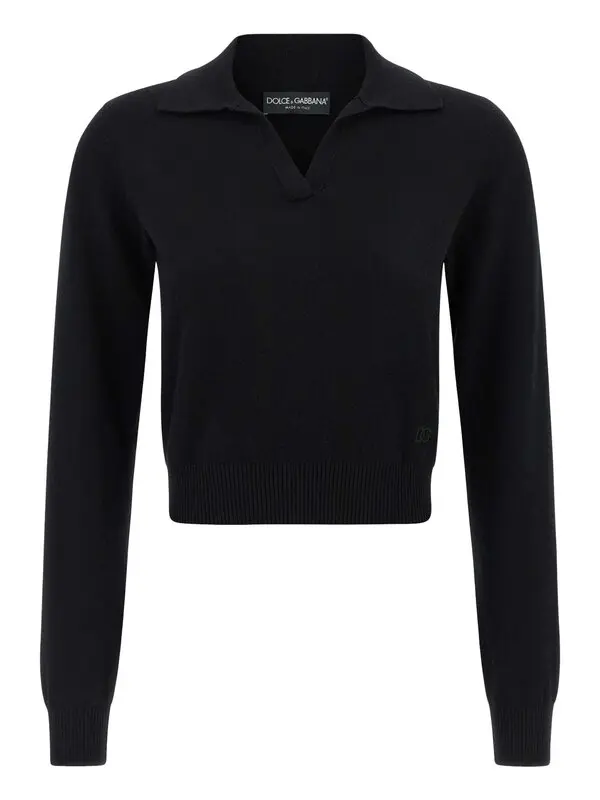 Dolce & Gabbana Cashmere Polo Top - Black
