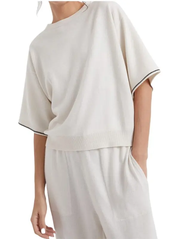 Brunello Cucinelli Monili-trim Knitted Top - White