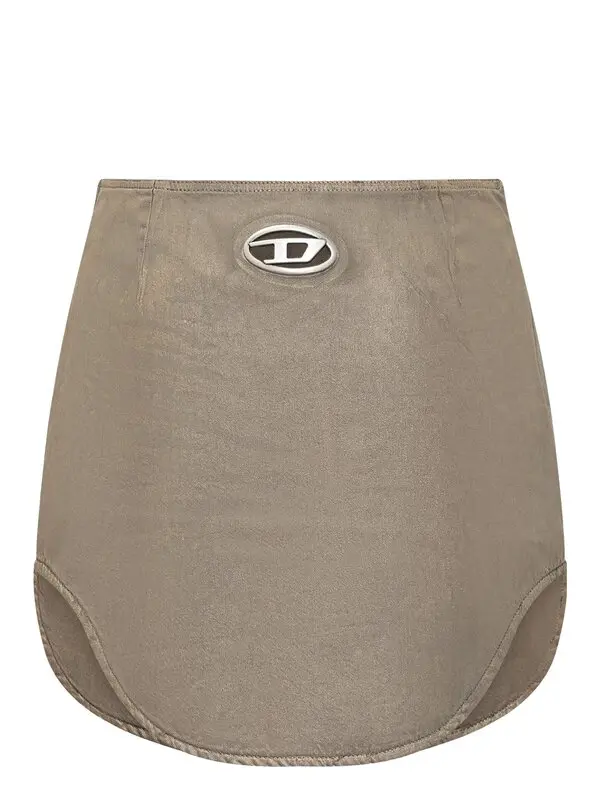 DIESEL® Logo Plaque Asymmetric Skirt - Nude