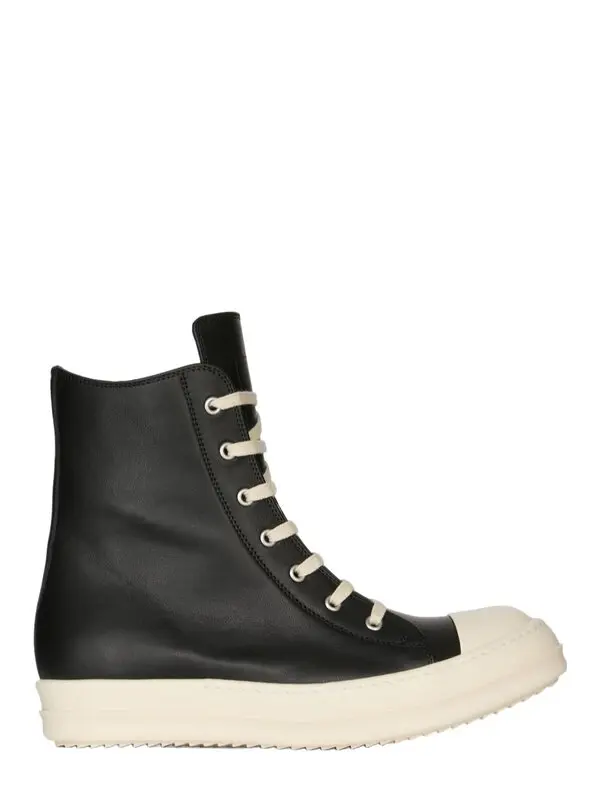 Rick Owens High Top Lace-up Sneakers With Inner Ankle Zipper - Black
