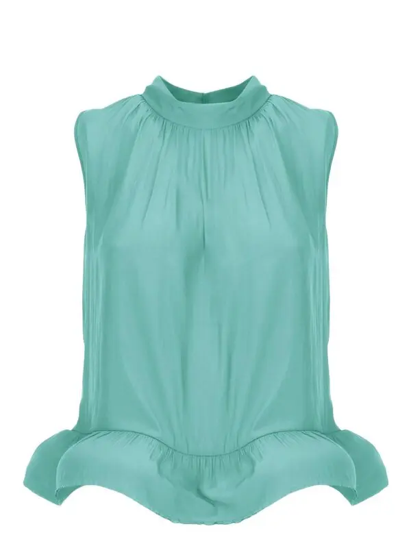LANVIN Sleeveless Ruffle-hem Blouse - Green