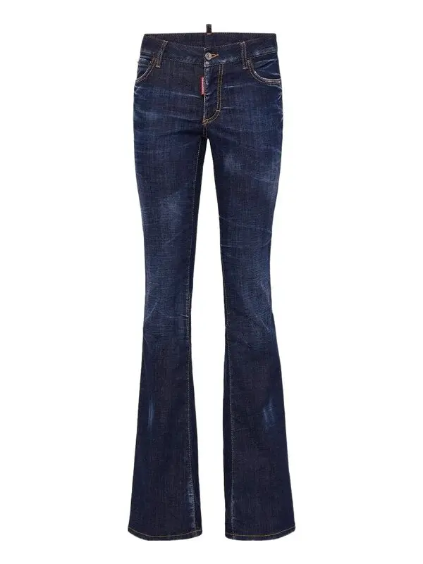 Dsquared2 Dark Clean Washed Medium-waist Flare Jeans - Black