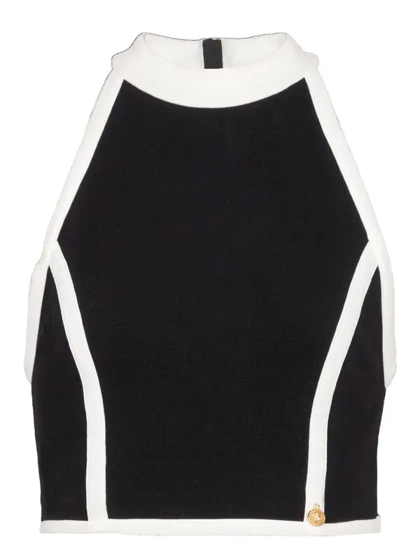 Balmain Two-tone Halterneck Top - Black