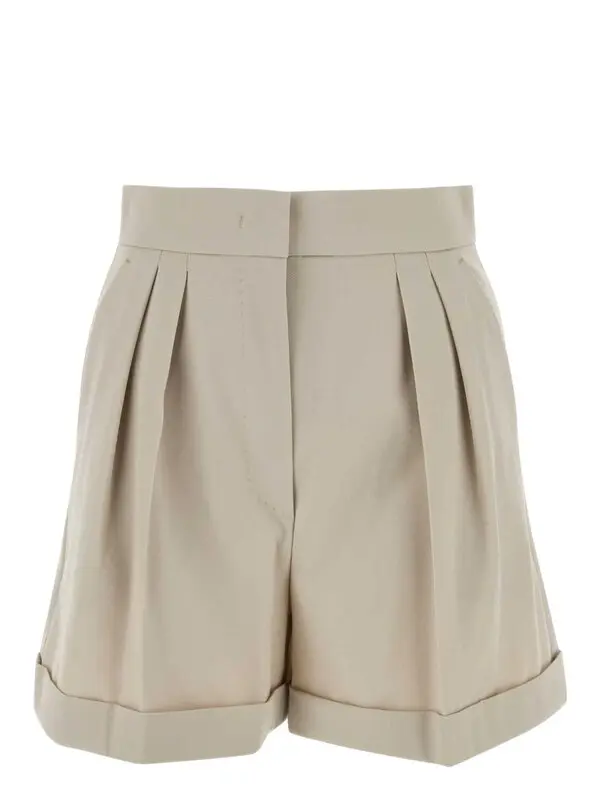 Max Mara Turn-up Pleated Gabardine Shorts - Sand-colored
