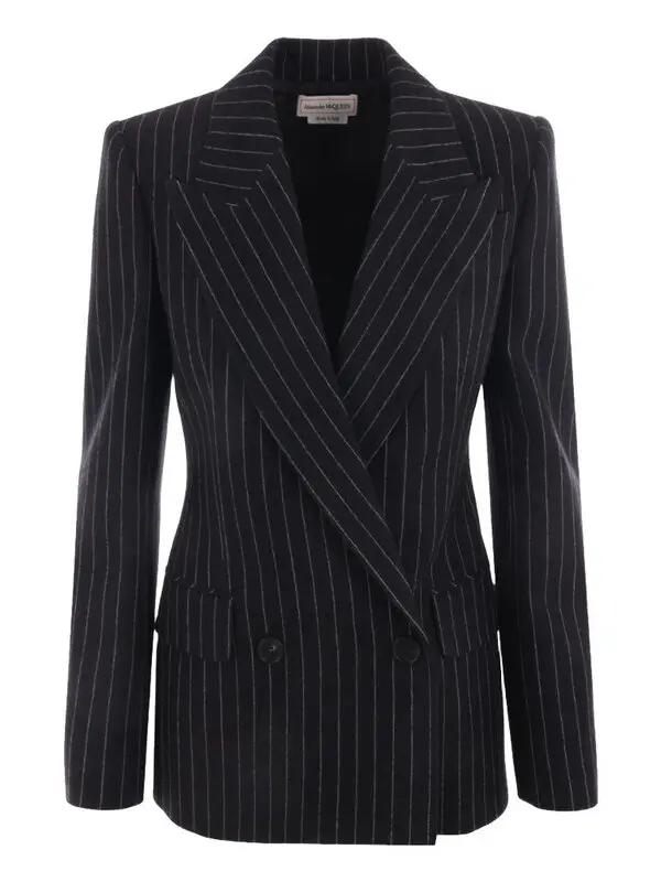 Alexander McQueen Striped Double-breasted Tailored Blazer - No